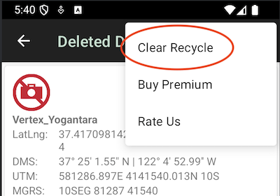 Recycle: Restore deleted data.